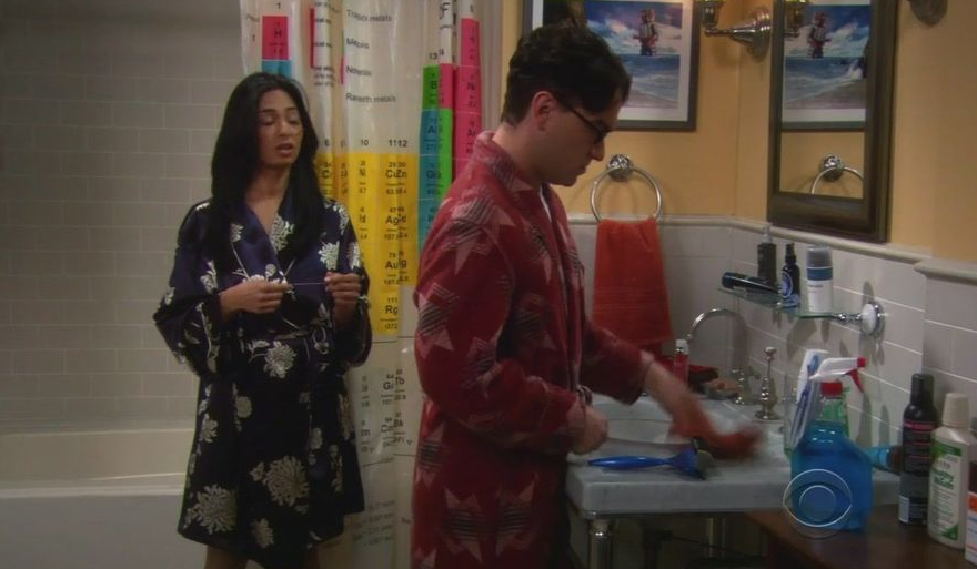 Leonard und Priya im Bad